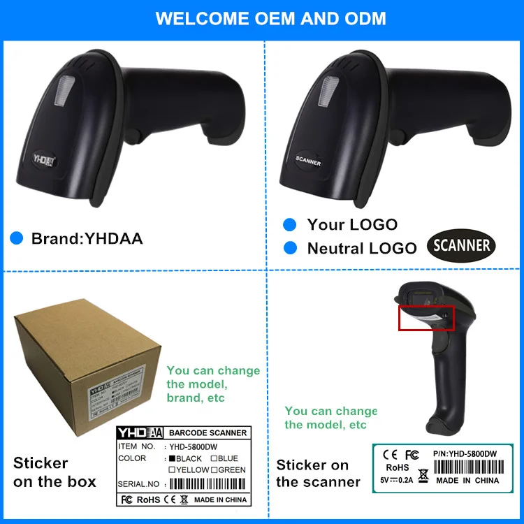 YHDAA 1D 2D Wireless Bar Code Reader Handheld Barcode Scanner for ...