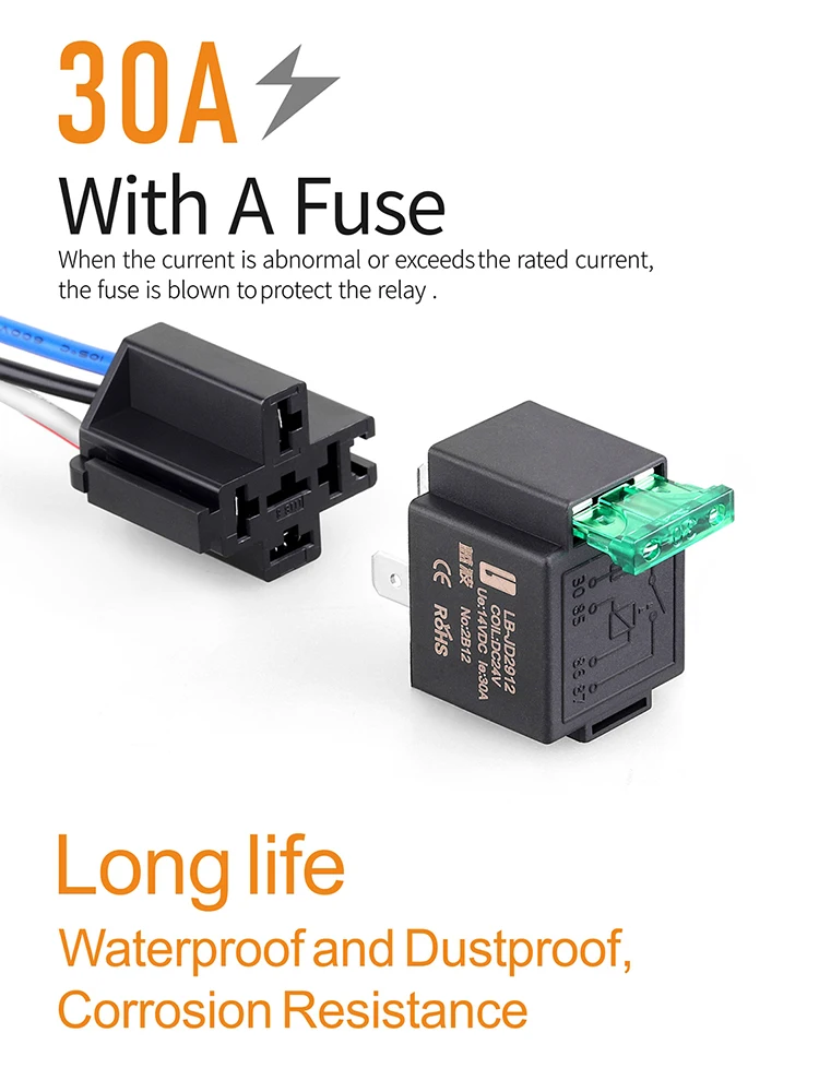 Lanboo 80a Automotive Relay 12v24v Integrated 4/5 Foot Waterproof,Oilproof And Dustproof Car ...