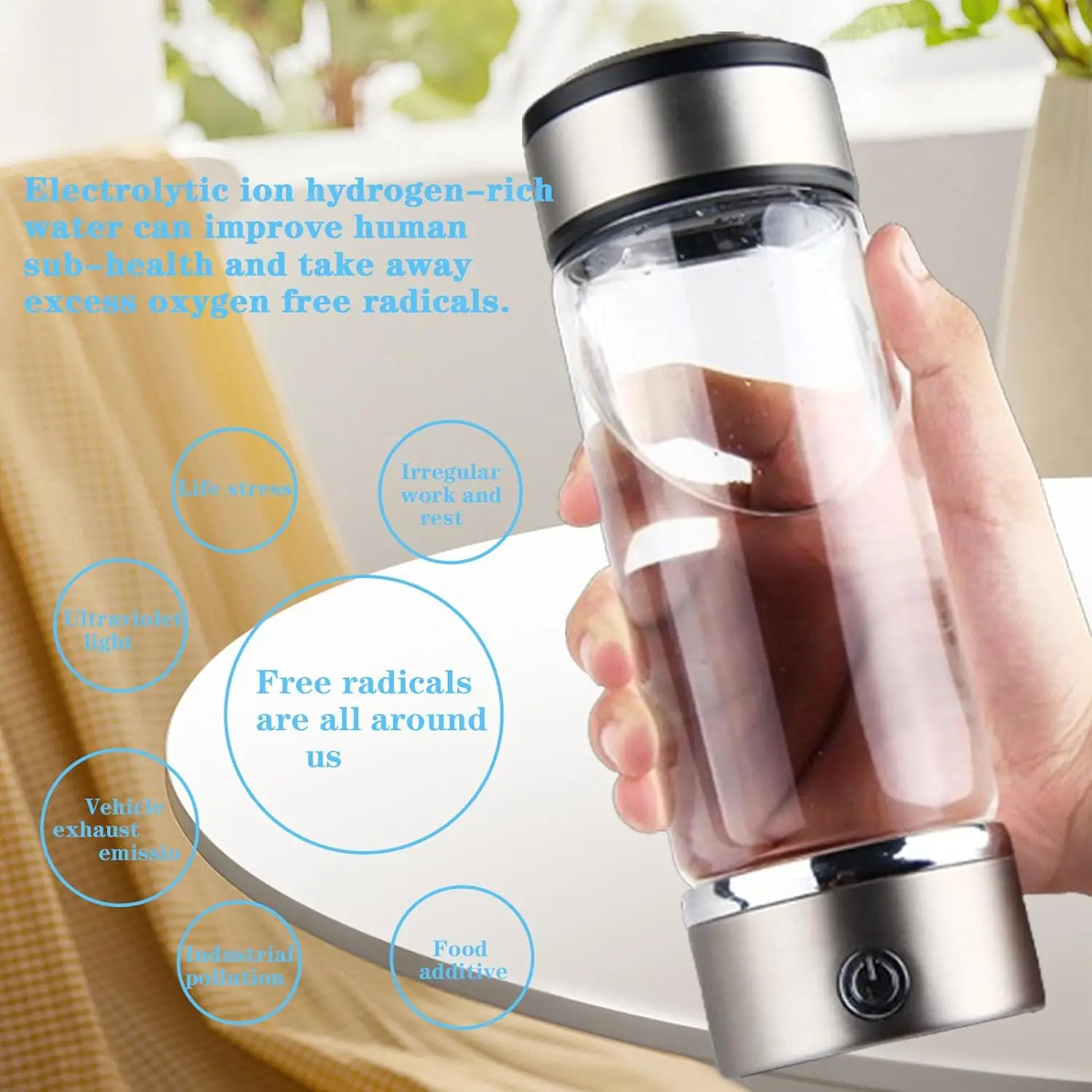 Portable Hydrogen Water Bottle Generator - Hydrogen-Rich Water in 3 Minutes
