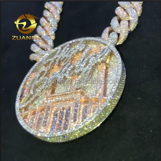 Custom Hiphop Style Moissanite Diamond Pendant 925 Silver