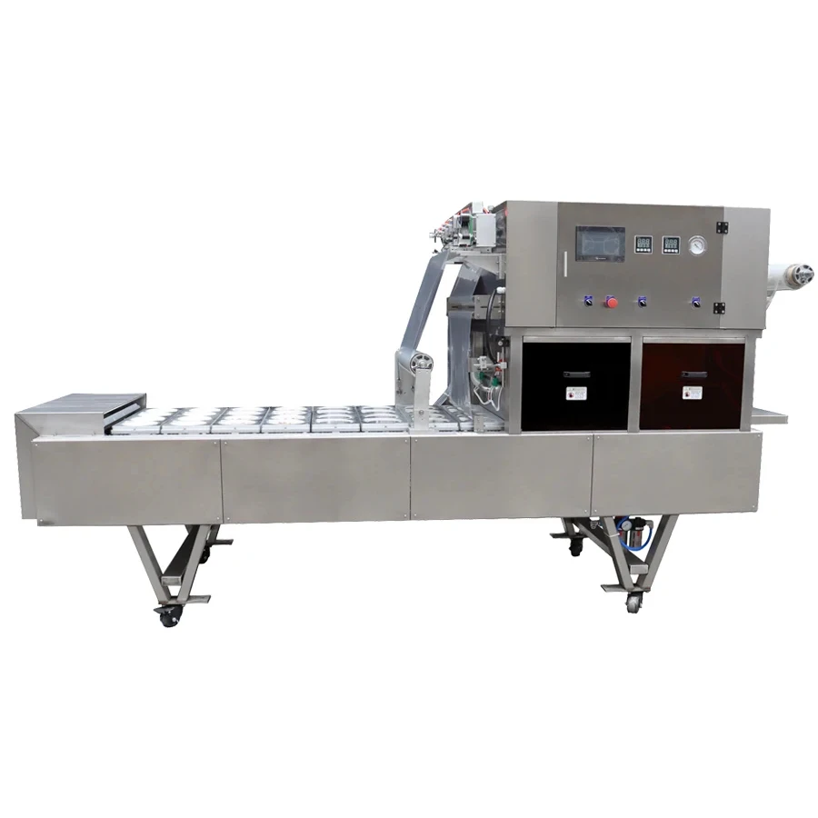 Automatic Continuous Food Tray Nitrogen Map Sealing Packaging Machine ...