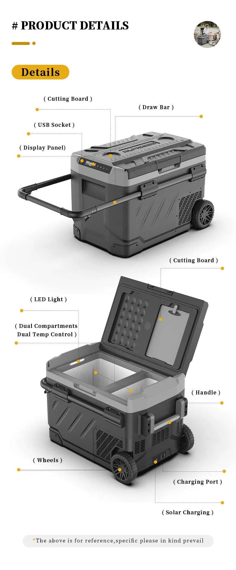 Alpicool ZGW Dual-zone Dual Control ABS Plastic Rechargeable Mini ...