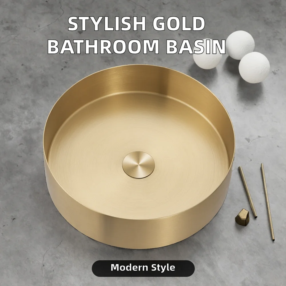 Stainless Steel 304 Elegant Basin for Bathroom Round Shape Nano PVD ...