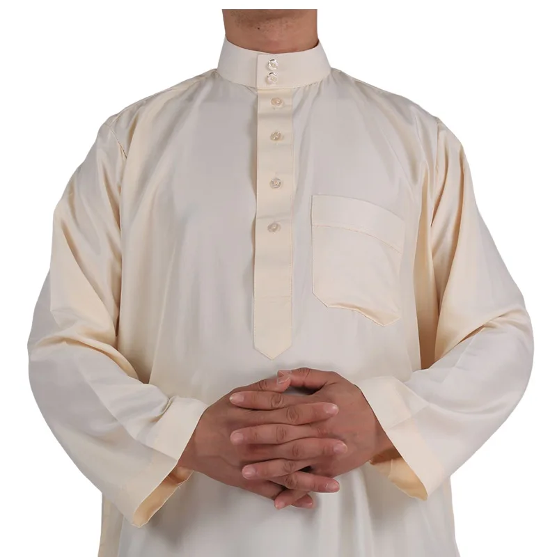 Arab Men Daffah Thobes Islamic Clothing Solid Color Kaftan Jubbah Men's ...