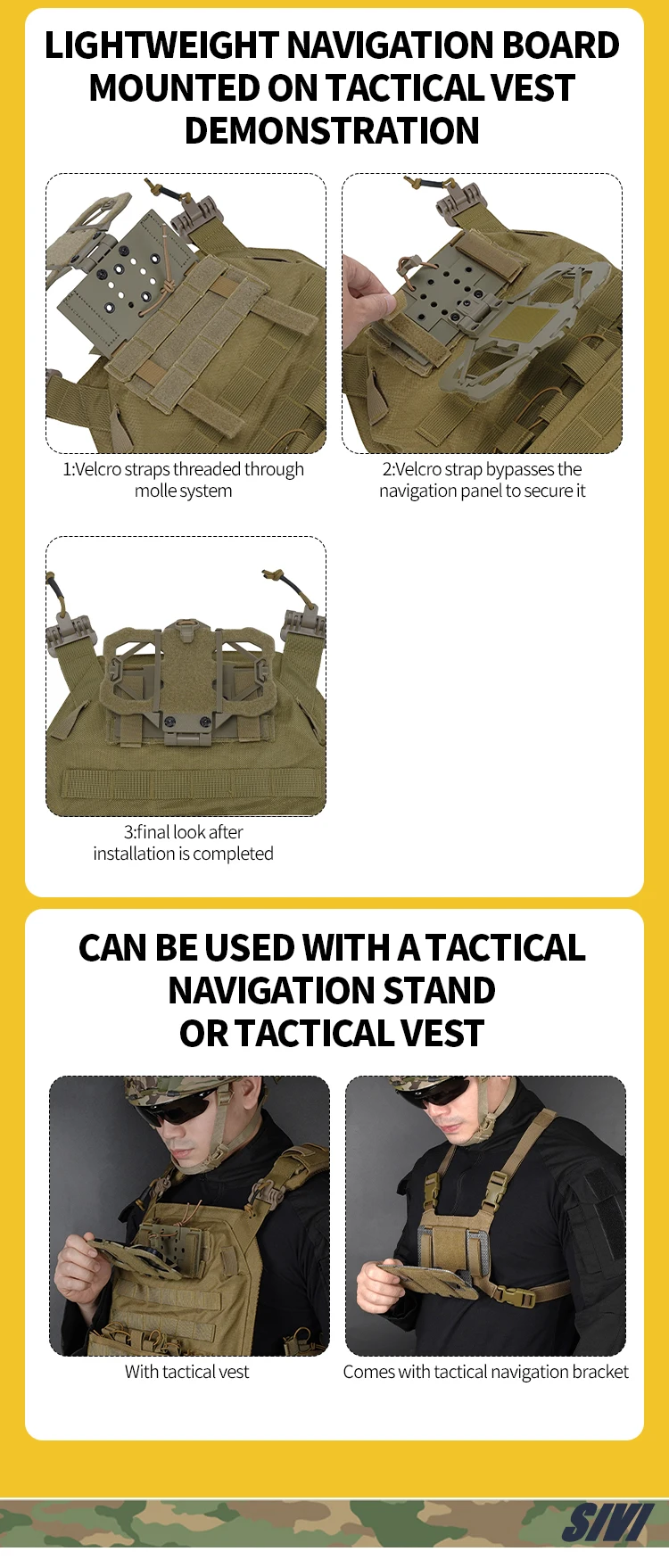 SIVI Hunting MOLLE Folding Navigation Board Mount - Smart Tactical Vest ...