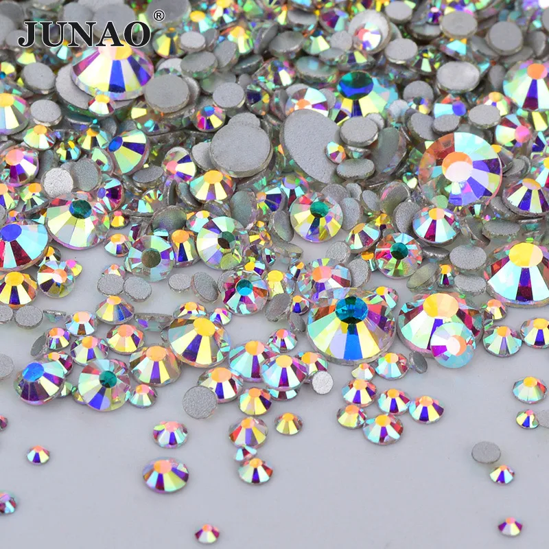JUNAO Wholesale 40 Color Non Hotfix Strass Rhinestones