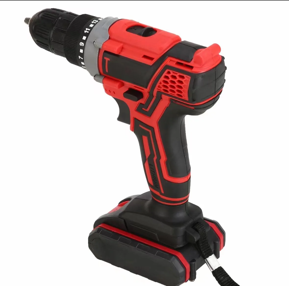 Factory Direct Sales Red Rubber Coated Lithium Electric Drill Brushless ...