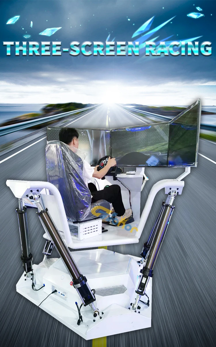 4D Motion Simulator - Thrill of Racing in Three Screens
