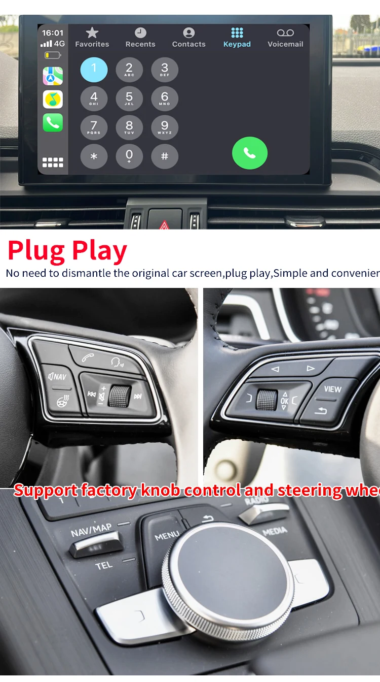 Wireless CarPlay Interface Box Android Auto for Audi A1 A3 A4 A5 Q5 ...