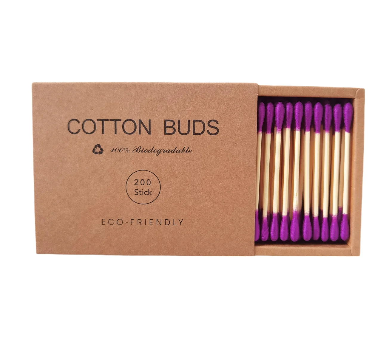 Eco-friendly Colored Cotton Swabs with Bamboo Ear Stick