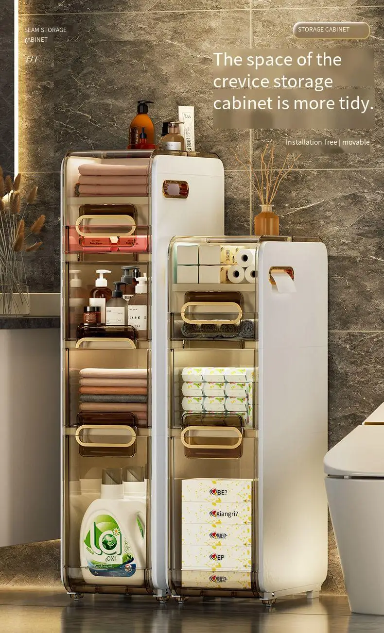 Modern Square Plastic Bathroom Storage Cabinets Slotted Design With ...