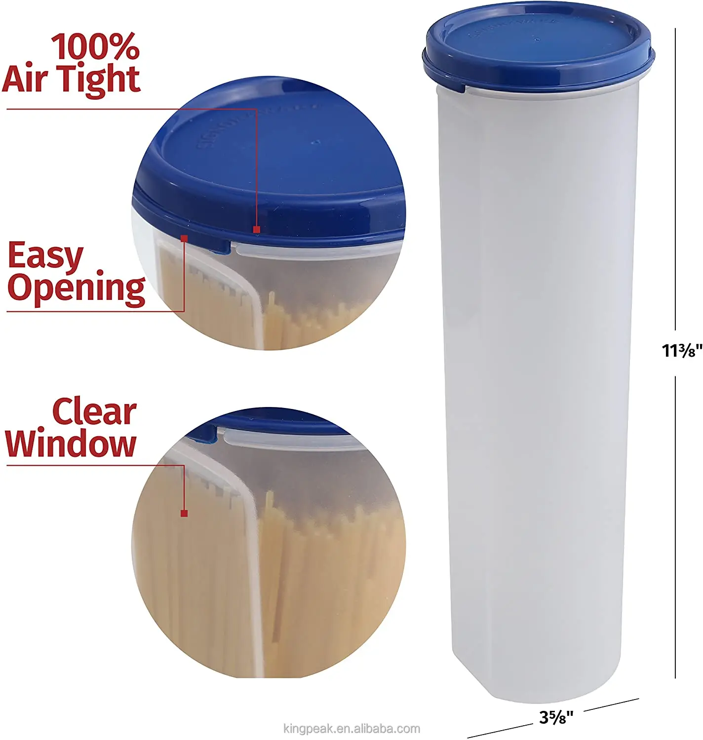 Tall Clear Spaghetti Pasta Container Storage With Lid Kitchen Pantry ...