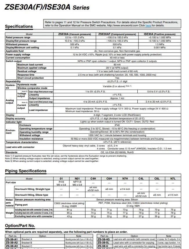 Smc High Precision Digital Pressure Switch Zse30a-01-a-l Vacuum Mixed ...