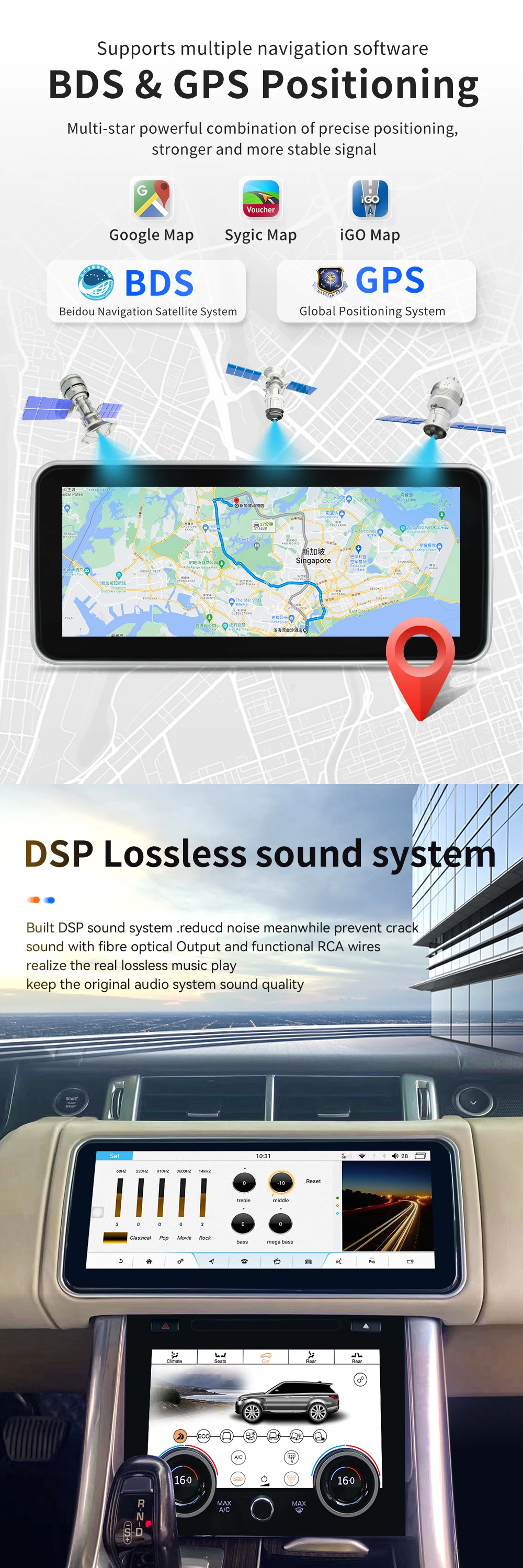 12.3" Car Android Navigation For Land Range Rover Sport L405 2014-2017 ...