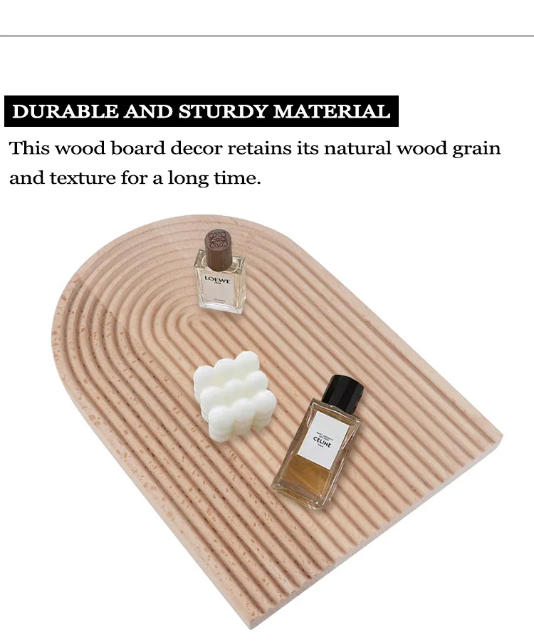 Nordic Style Water Ripple Beech Wooden Bread Board Serving Tray Storage ...