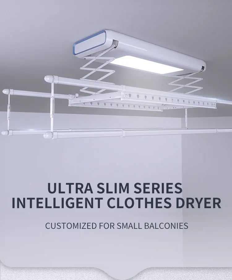 Balcony Ceiling Clothes Drying Rack Wire Suspended Remote Control ...