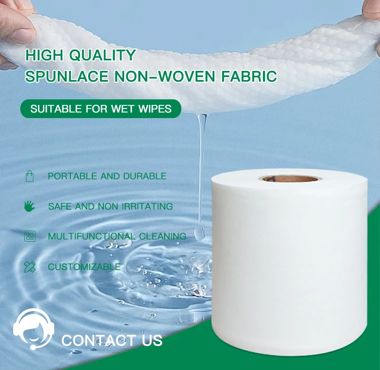 Skin Friendly Wet Wipes Roll Nonwoven Spunlace 80% Bamboo 20% Viscose ...