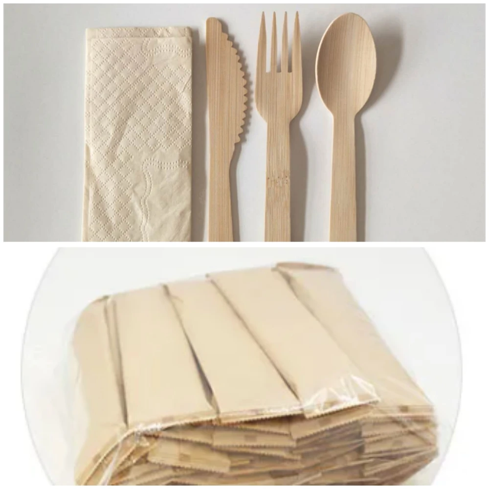 High Quality Organic Natural Disposable Bamboo Cutlery / Flatware Set ...