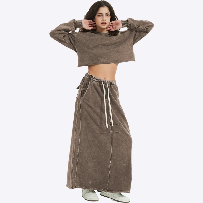 Fashion 100% Cotton Fall Women's Sets Sweatsuits Sets Women Washed ...