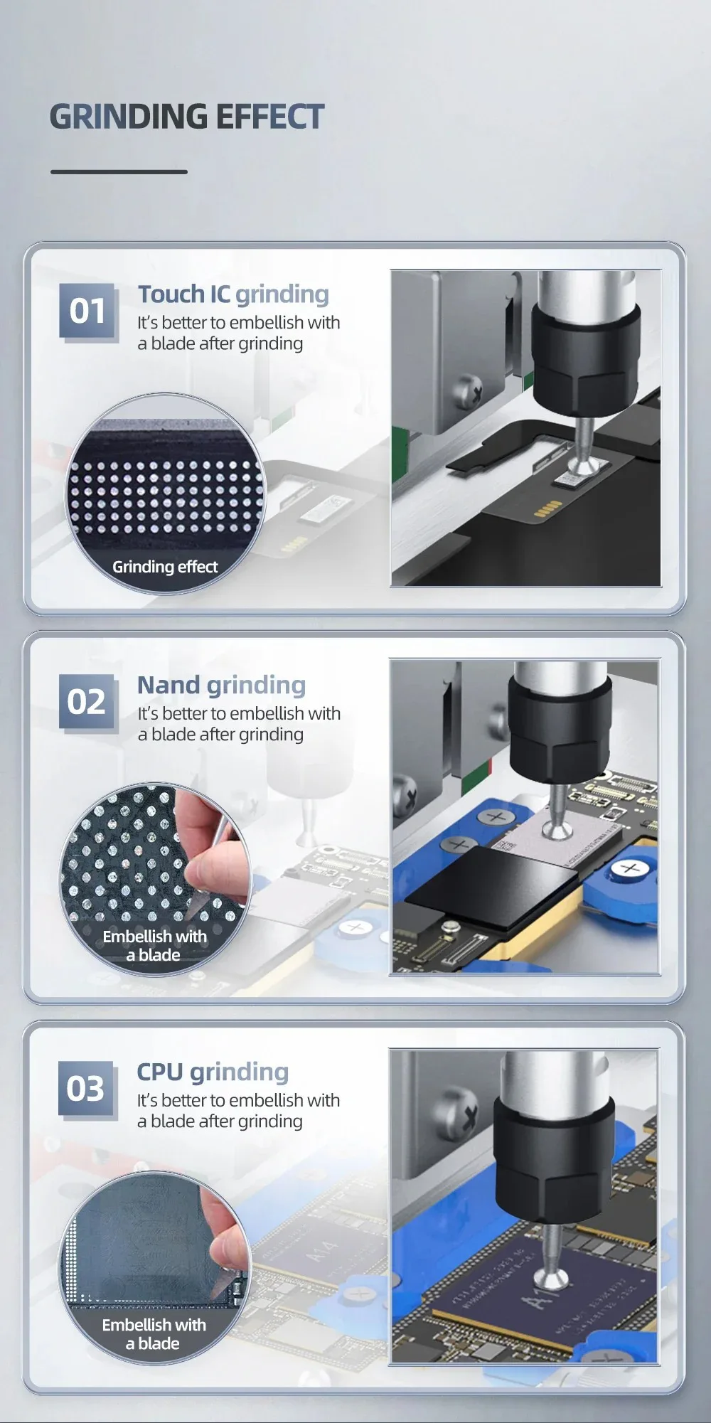 Chip Grinding Machine Mobile Phone Motherboard Hard Disk IC LCD PCB ...