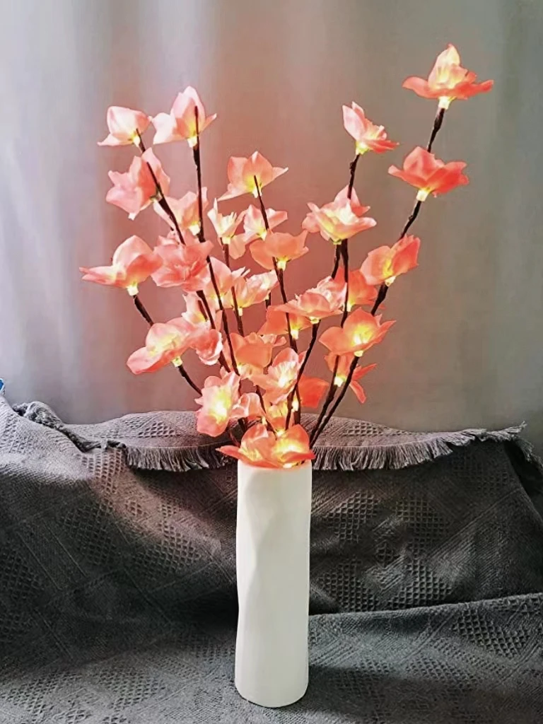 Led Lace Rose Flower Branch Light Battery Operated Artificial Floral ...