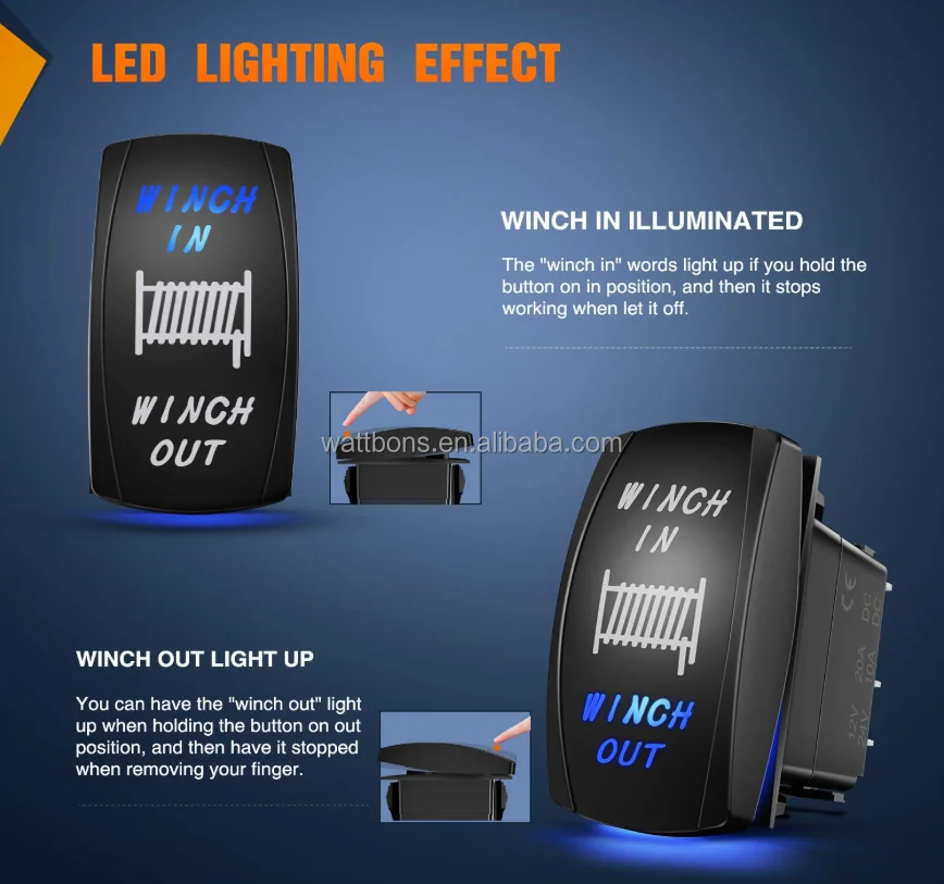 Winch Rocker Toggle Switch 3 Position On Off On 12v Marine Waterproof ...