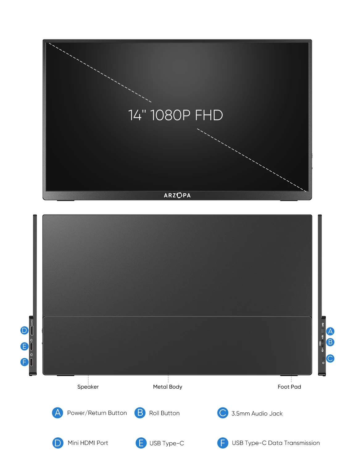 Arzopa Manufacturer Full High Definition 1920*1080 Panel Ips Extended ...