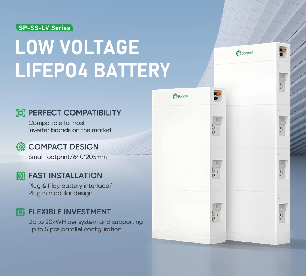 Sunpal Stackable Lithium Battery 48v 300ah 200ah 10kwh 20kwh Solar ...