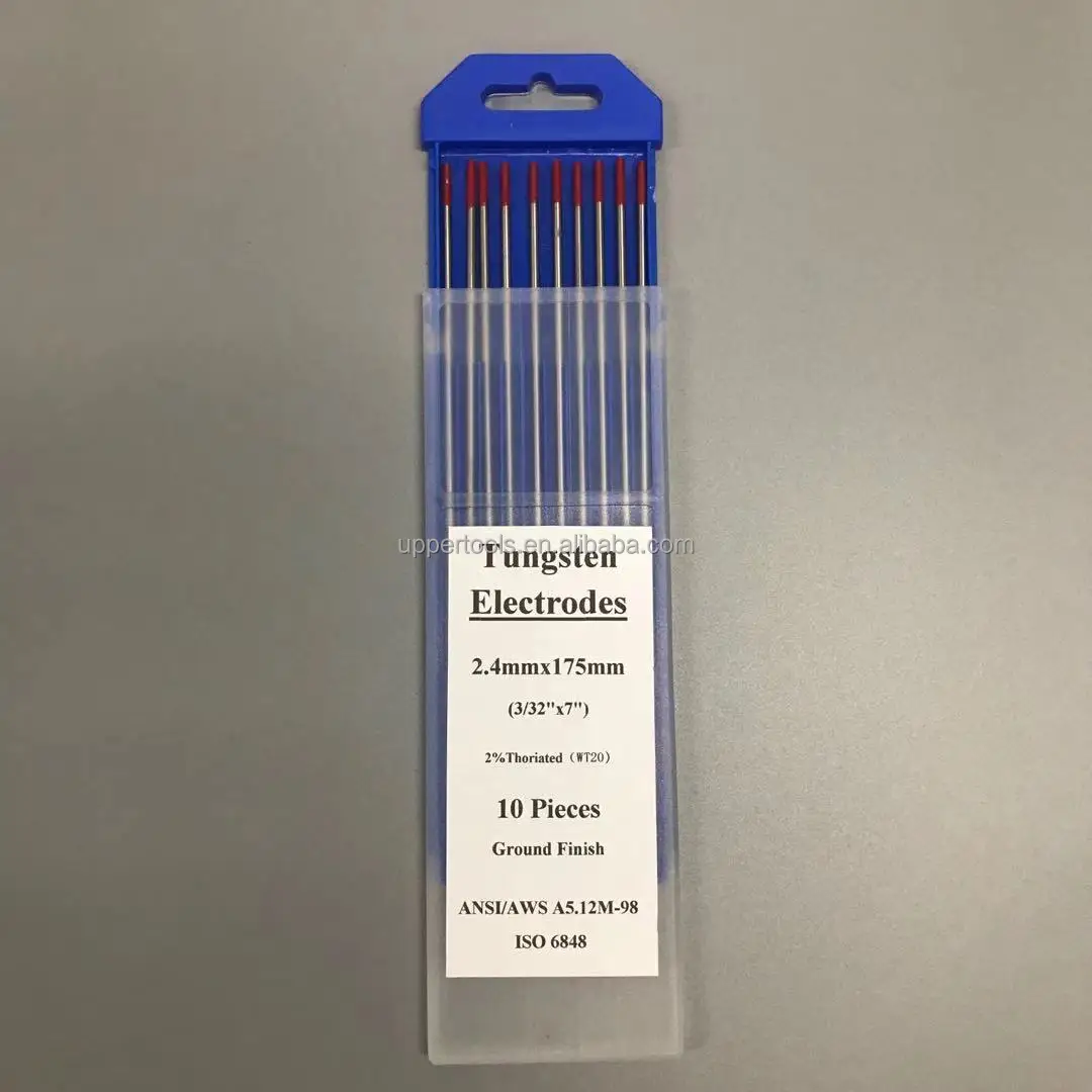 WT20 Tungsten Electrodes for TIG Welding - Red Tip 2% Thoriated 2.4mm*175mm