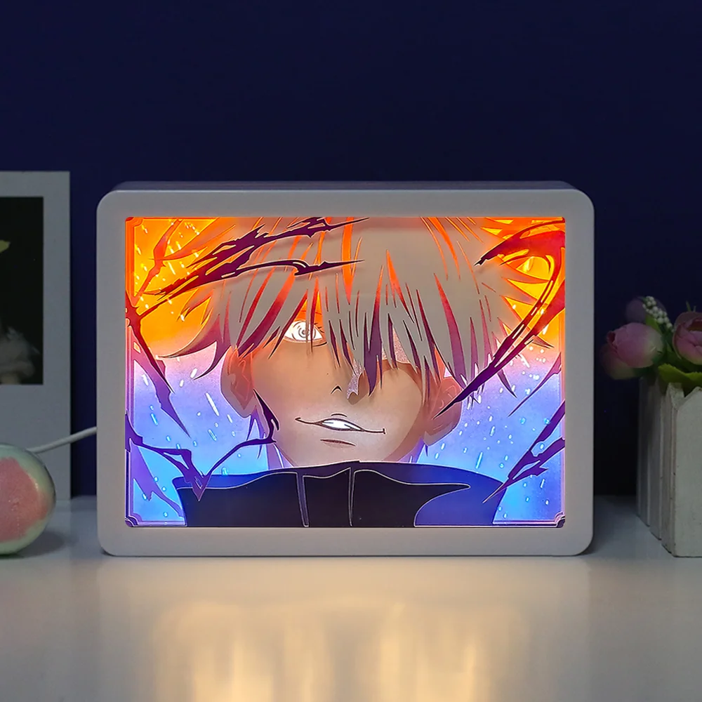 Jujutsu Kaisen Figure Set Gojo Satoru Figure Anime Paper Cut Light Box ...