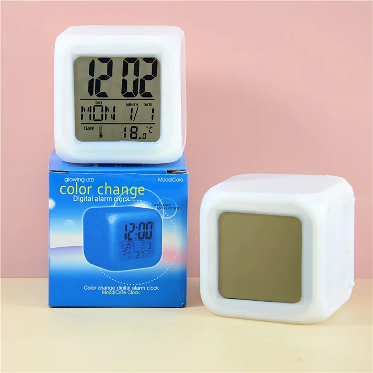 7 Colour Sublimation Cube Clock Night Light Sublimation Blank Alarm ...