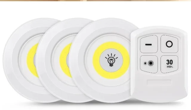 Wireless Led Puck Light 3 Pack With Remote Control Under Cabinet ...
