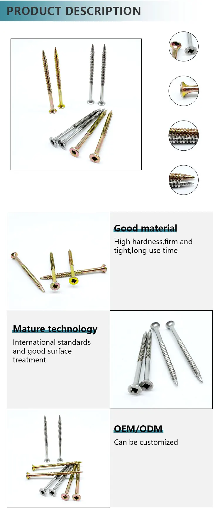 Robertson Screw Stainless Steel Flat Bugle Head Square Socket Drive ...