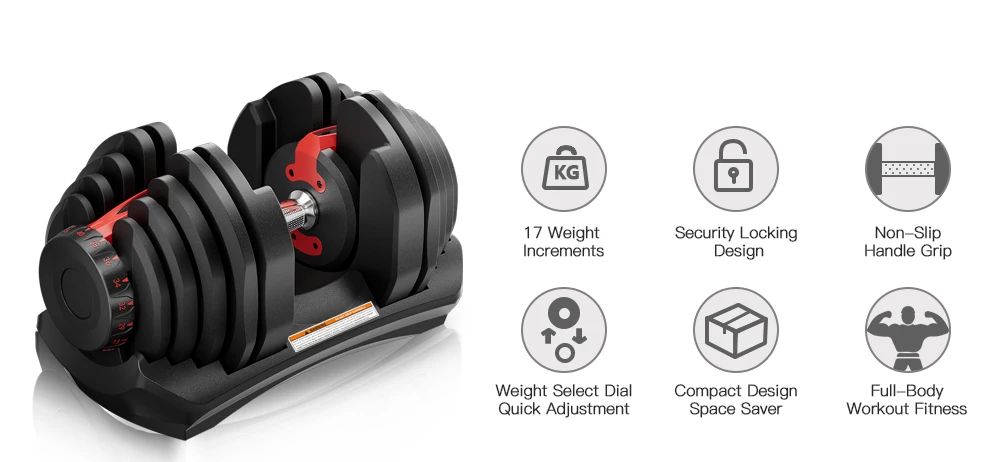 Gym Equipment Bodybuilding Dumbbell Set 5kg To 40kg Black Red Color ...