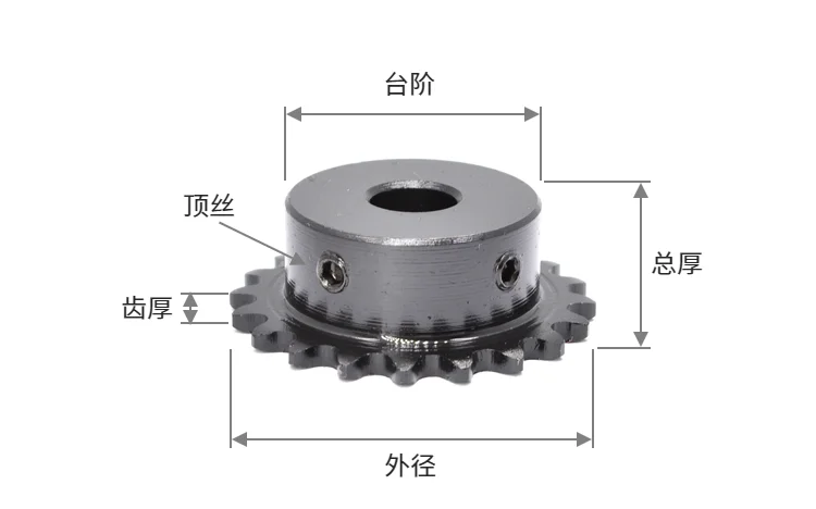 2 Points Sprocket - Durable Steel Drive Sprocket 10-30 Teeth