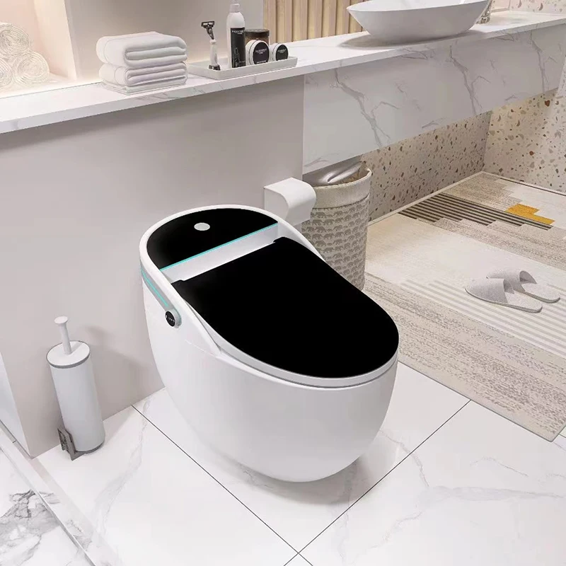 Smart Toilet with Black Ceramic Design & Automatic Flush