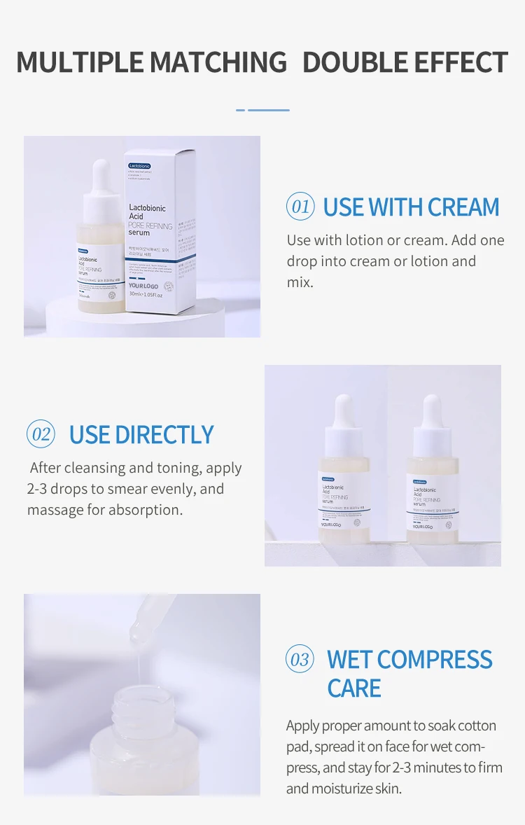 Korean Private Label Organic Lactobionic Acid Pore Shrinking Serum Anti ...