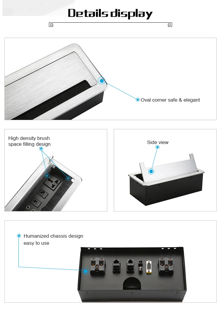 Office Computer Desk Eu Power Socket With Brush For Conference Table ...