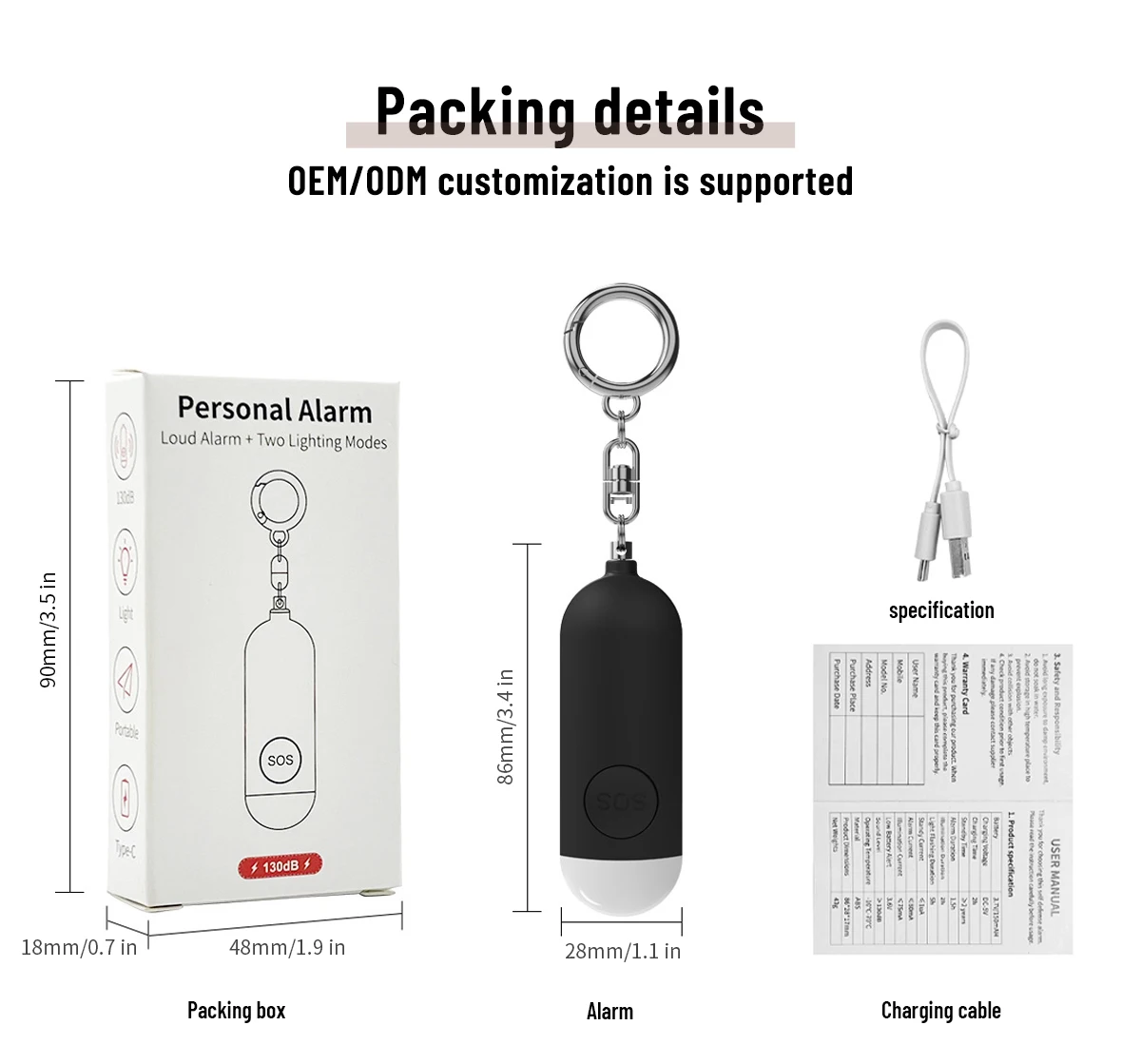 140db Emergency Self Defense Alarm Keychain Safety Defence Key Chain Led Security Personal Alarm ...