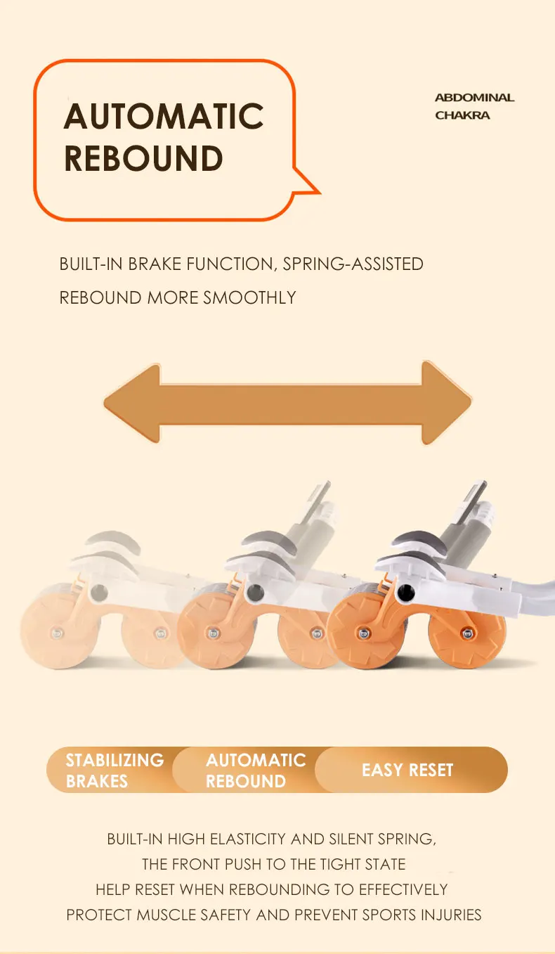 Fitness Equipment Automatic Rebound Elbow Support Double Ab Roller ...