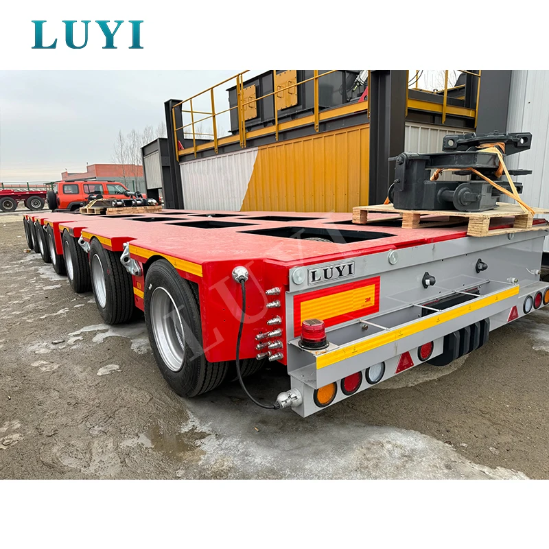SPMT 80 100 Tons Low Flatbed Trailers 4 Axles Modular Lowbed Trailer ...