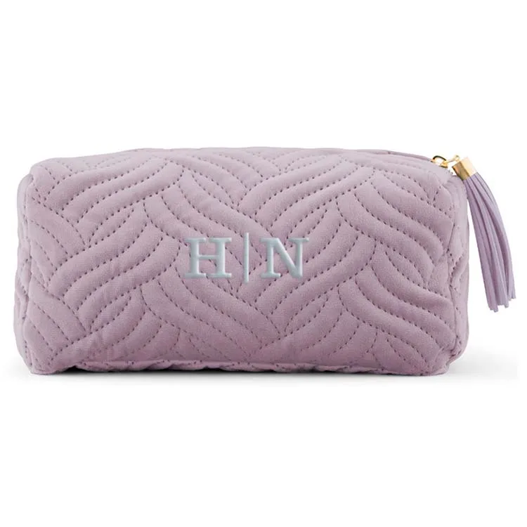 Personalised Quilted Velvet Makeup Case Cosmetic Bag Luxury Wash Bag ...