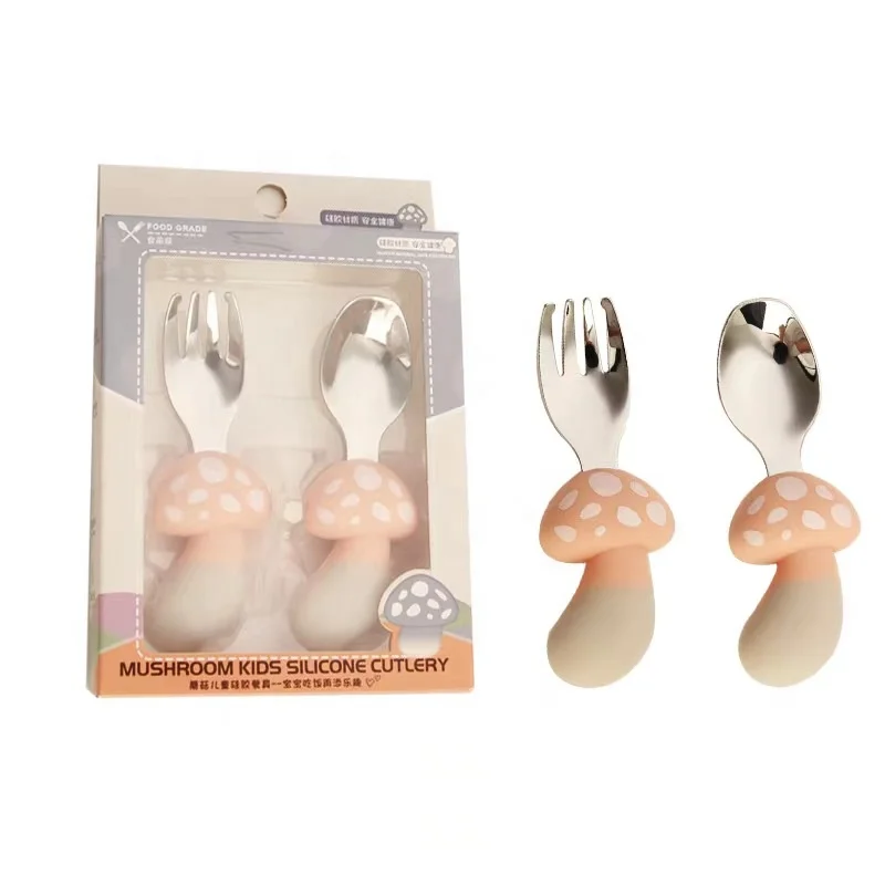 Bpa Free Cute Design Kids Tableware Silicone Baby Spoon And Fork Set ...