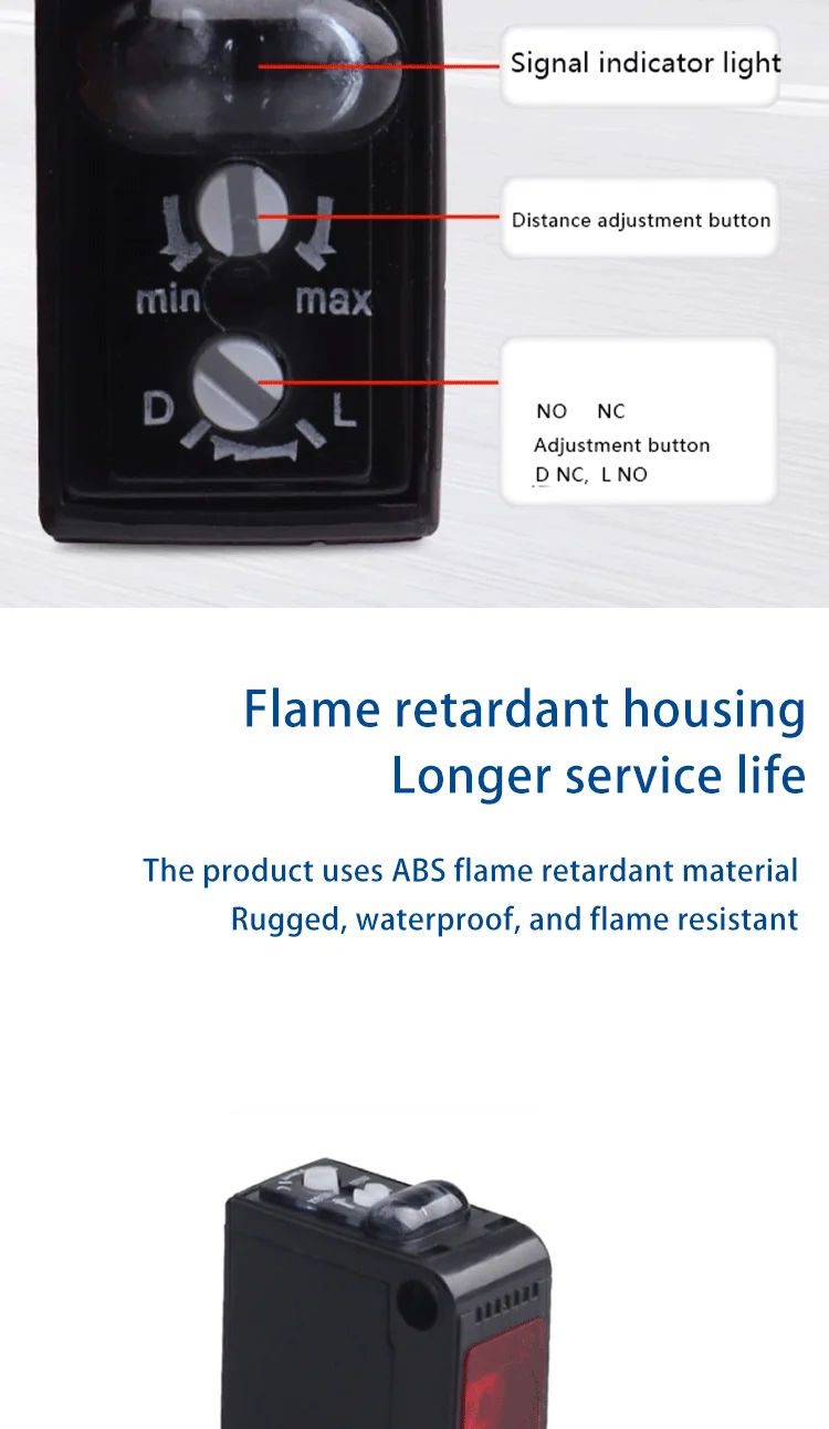 Bxuan Three Wire Output Optical Proximity Switch Sensor Npn Nc 10cm ...