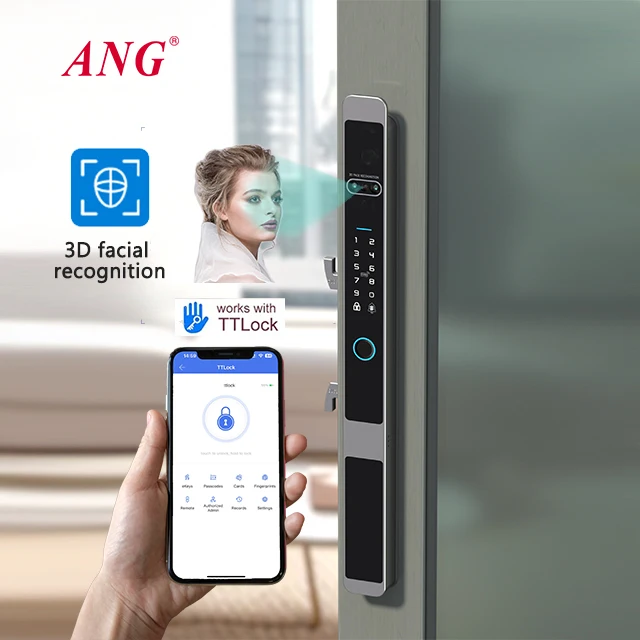 3d Face Unlock Recognition Smart Door Lock Slim Panel Ttlock Remote ...
