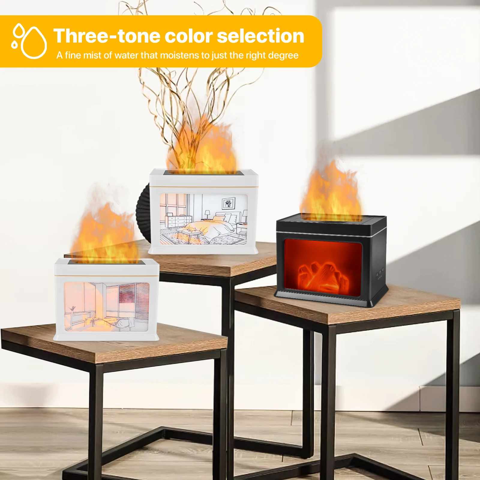 High Quality Essential Oil Diffuser 300ml Flame Fireplace Electronic ...