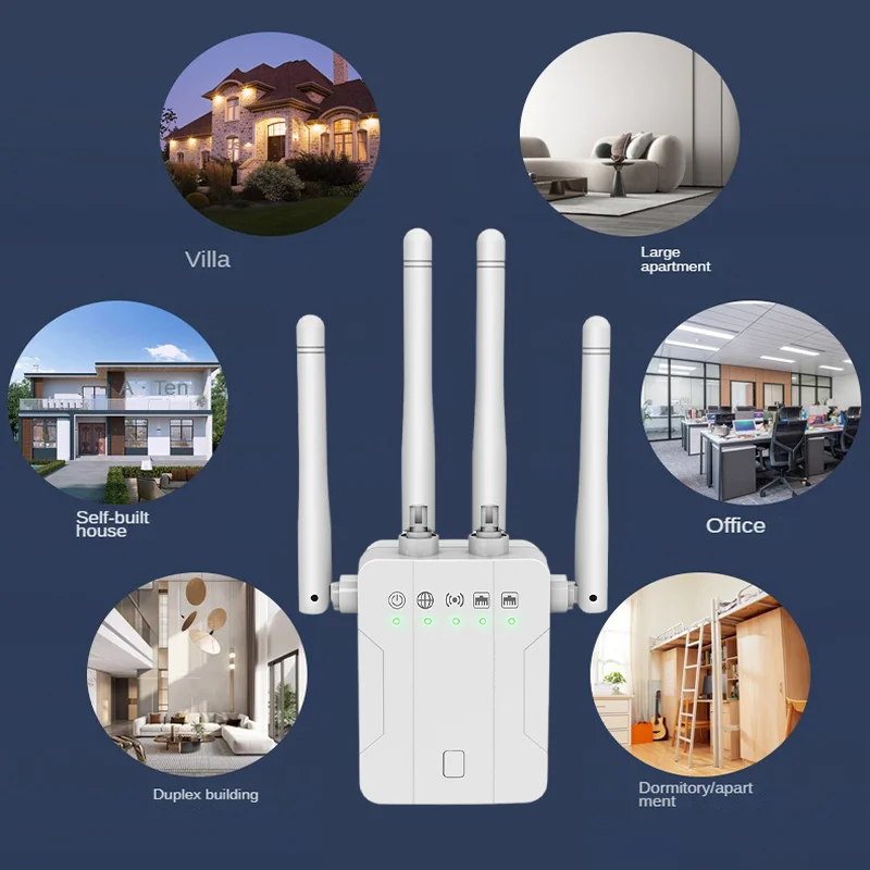 Indoor Portable AC 1200mbps Dual Band Wifi Repeater