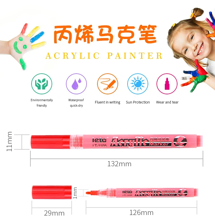Leto Permanent Diy Craft Water Based Paint Marker Pen Bright Color ...