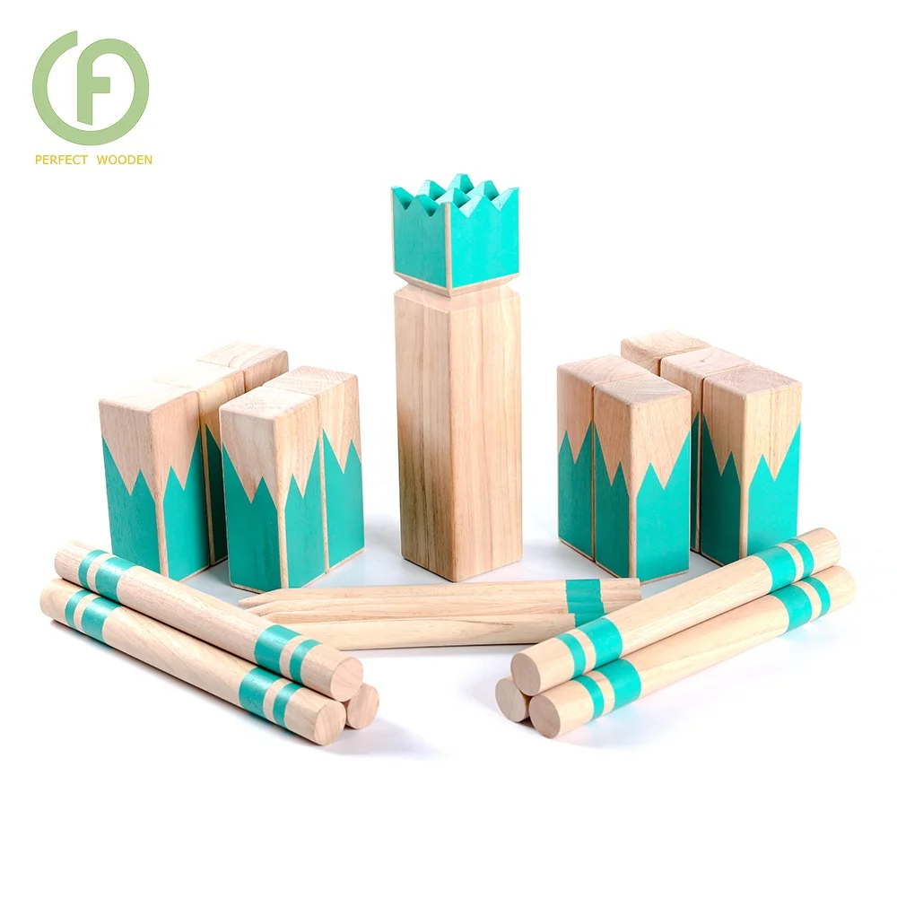 Wooden Kubb Game Set for Garden Fun - Classic Outdoor Toy