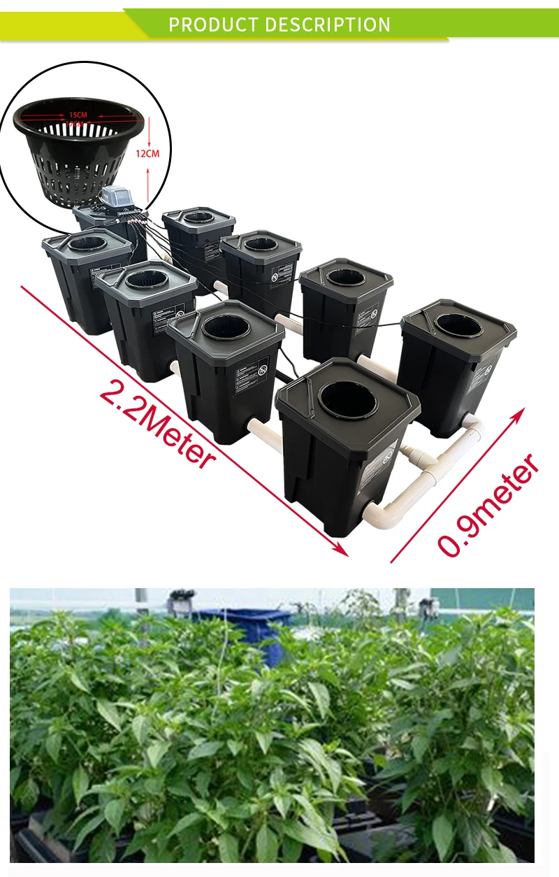 RDWC 8-Bucket Hydroponics System with Air & Cycle Pumps | Wholesale